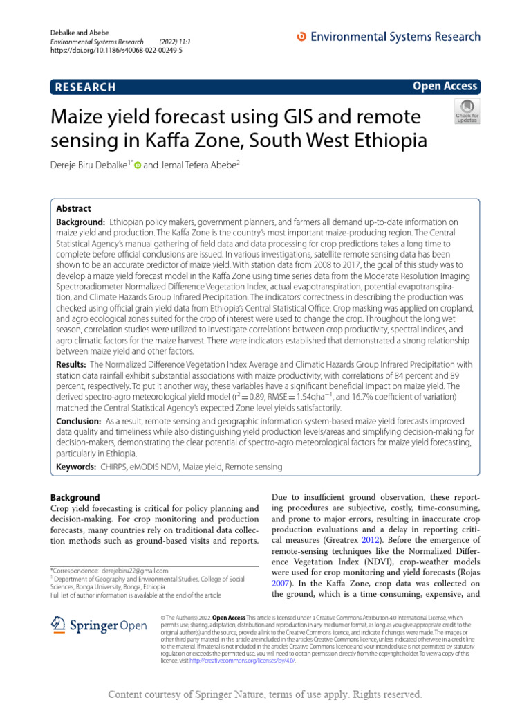 111111maize Yield Forecast Using GIS and Remote Sensing | PDF | Linear Regression | Regression ...