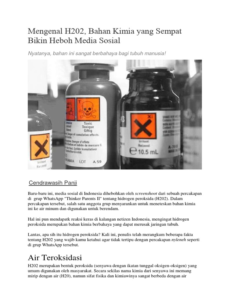 Bahaya Hidrogen Peroksida (H202) | PDF | Sains & Matematika
