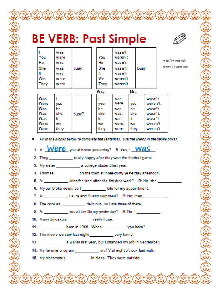 To Be Past Tense | PDF