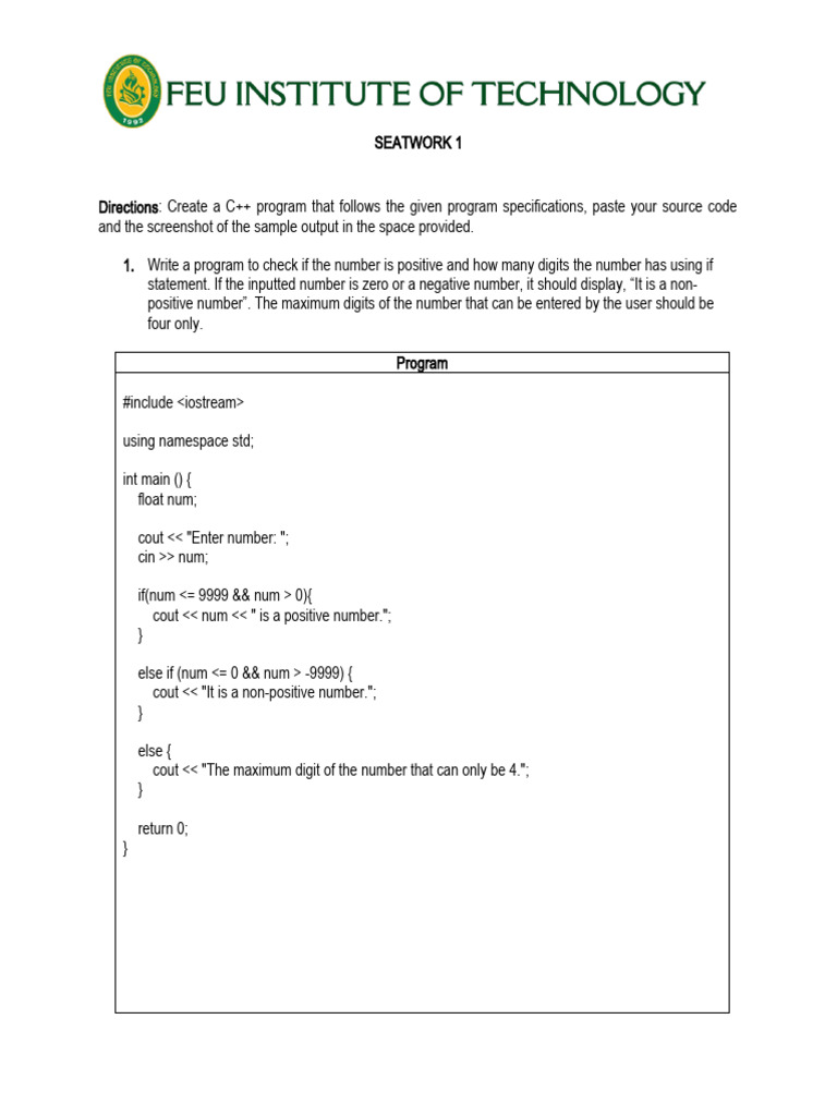 Seatwork 2 | Download Free PDF | Computer Engineering | C++