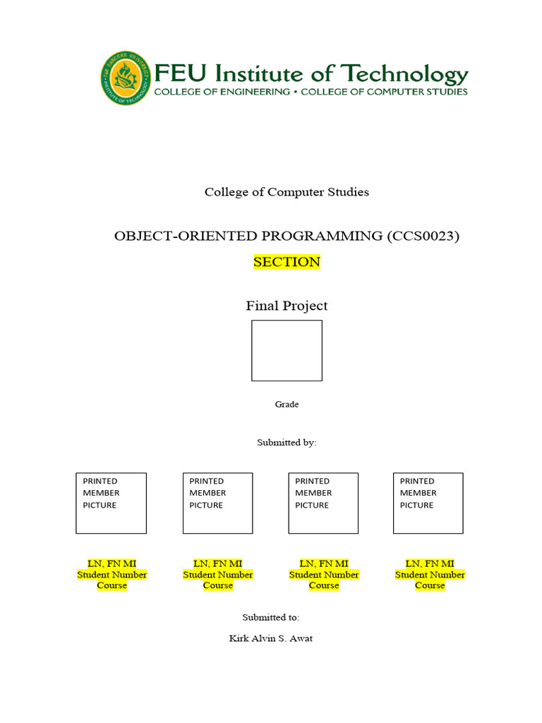 Template For Final Project CCS0023 | PDF | Computer File | Menu (Computing)