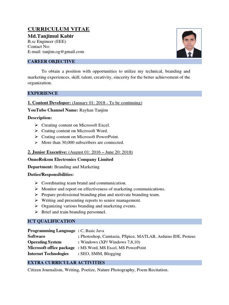 CV of MD - Tanjimul Kabir (Main) P | PDF | Software | Computing