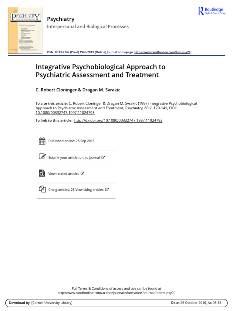 Integrative Psychobiological Approach To Psychiatric Assessment and ...