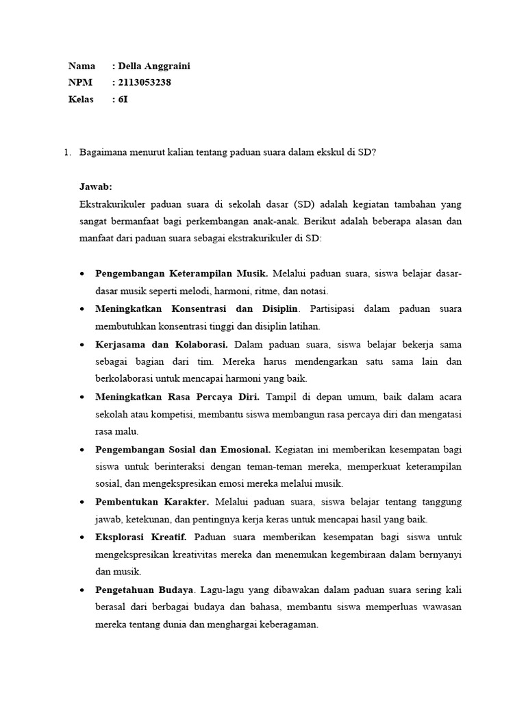 Ekstrakurikuler Paduan Suara | PDF