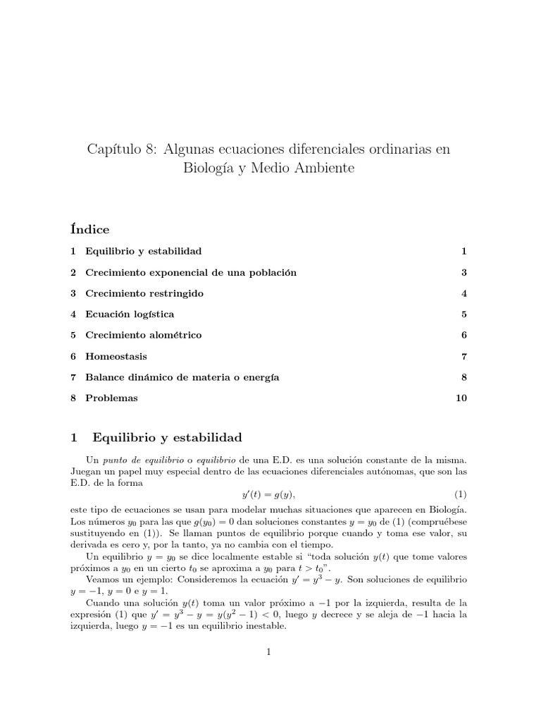 Tema 8 EDOS y Biología | PDF | Ecuaciones | Matemáticas