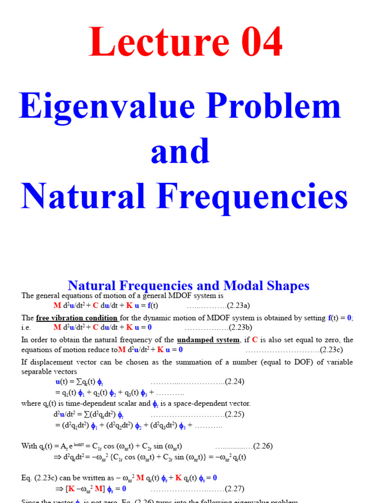 Lecture 04.423 | PDF | Eigenvalues And Eigenvectors | Normal Mode