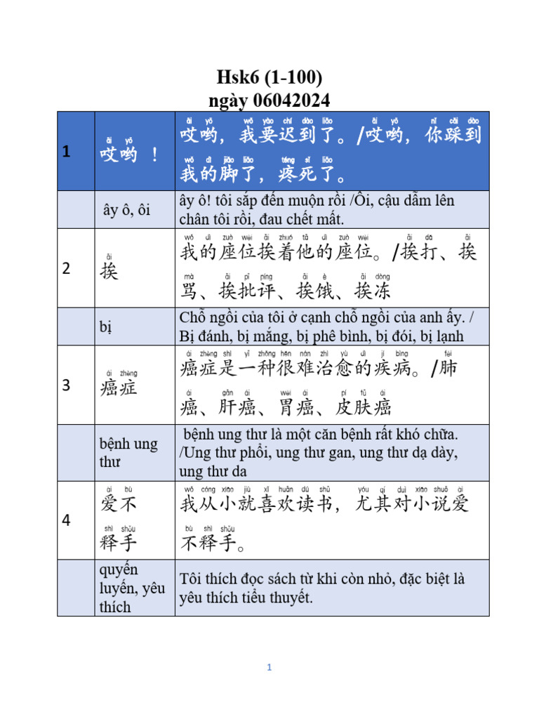 Hsk6 1-100 | PDF