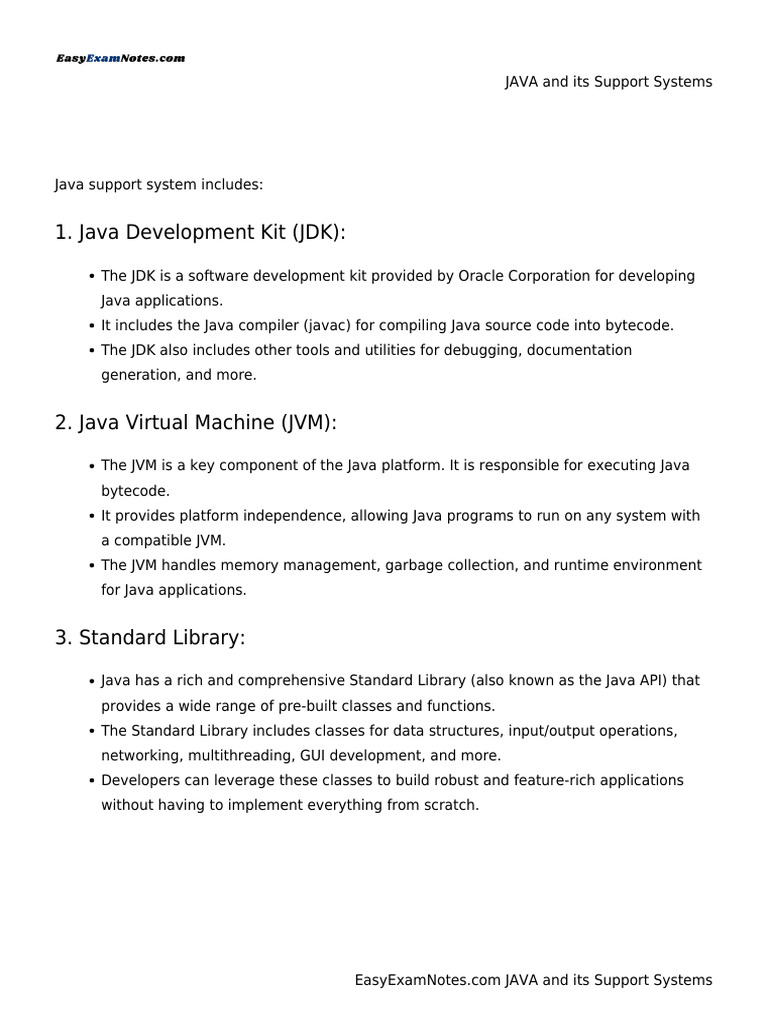 JAVA and Its Support Systems | PDF | Java (Programming Language) | Integrated Development ...