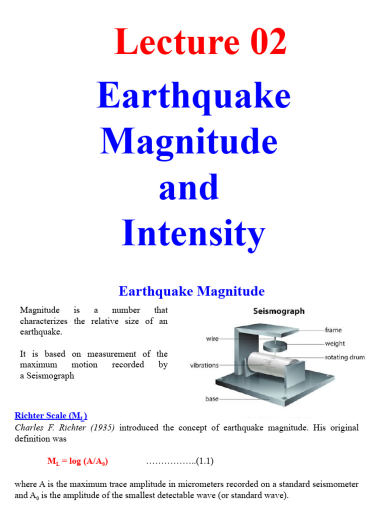 Lecture 02.423 | PDF | Moment Magnitude Scale | Earthquakes