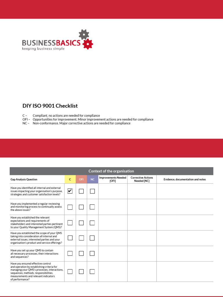 ISO9001_Checklist_BusinessBasics | PDF | Quality Management System ...