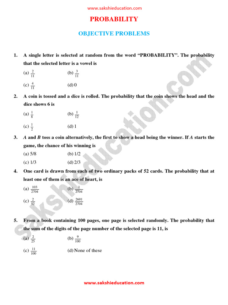 Probability | PDF | Probability | Odds
