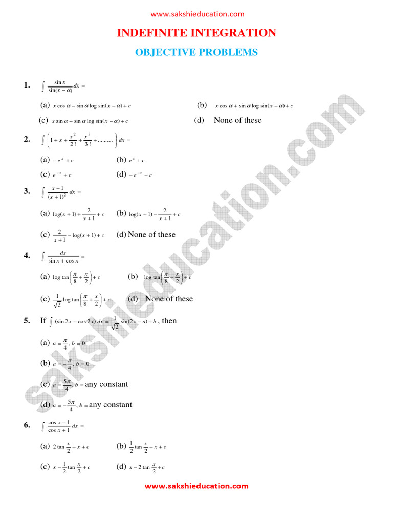 Indefinite Integration | PDF