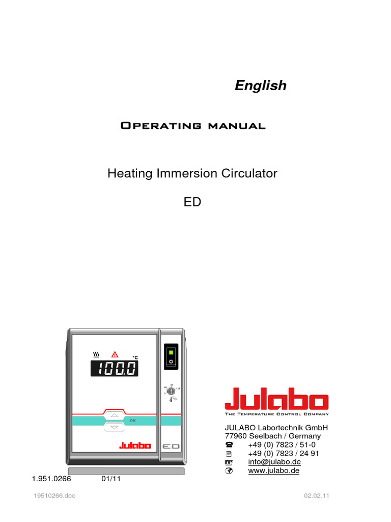 Julabo Ed Manual | PDF | Pump | Mains Electricity