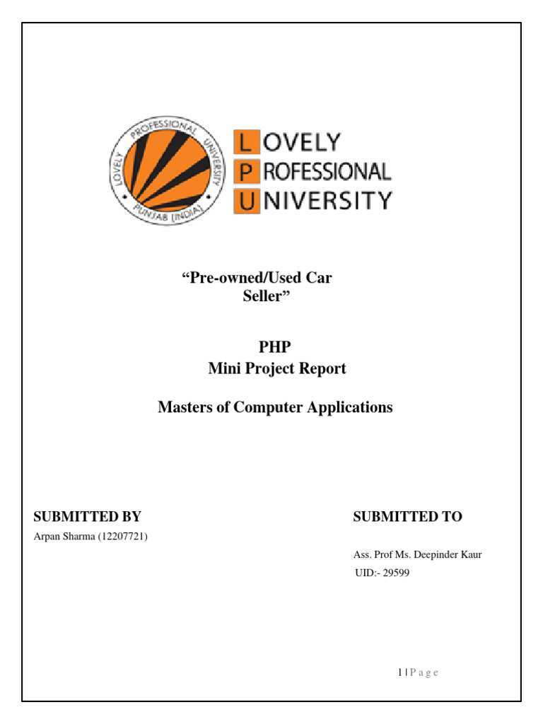 Arpan Sharma CA3 PHP | PDF | Used Car | Market (Economics)