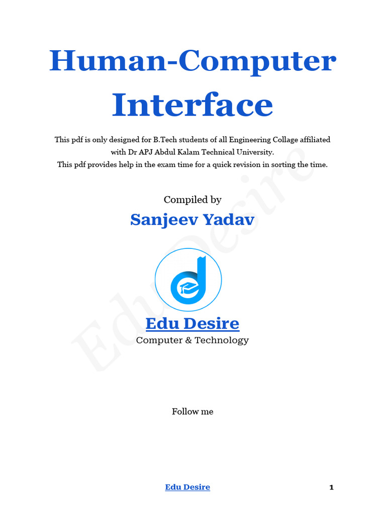 Human-Computer: Interface | PDF | Graphical User Interfaces | Human–Computer Interaction