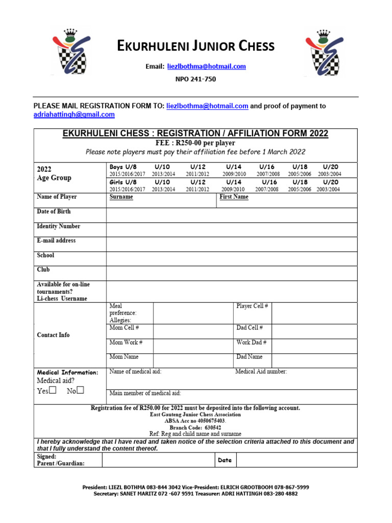 Blank Registration Form 2022 | PDF | Sports & Recreation