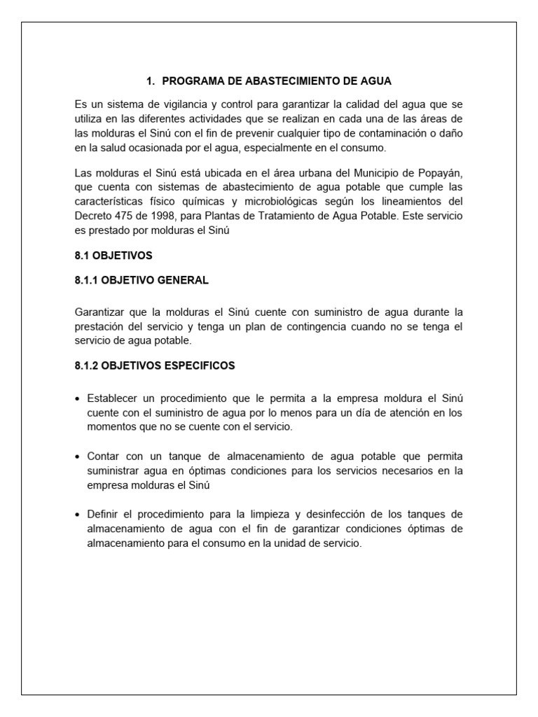 Plan de Agua para Molduras el Sinú | PDF | Agua | Agua potable