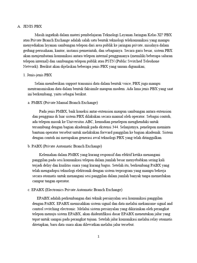 Perbandingan PMBX dan PABX dalam Telekomunikasi | PDF