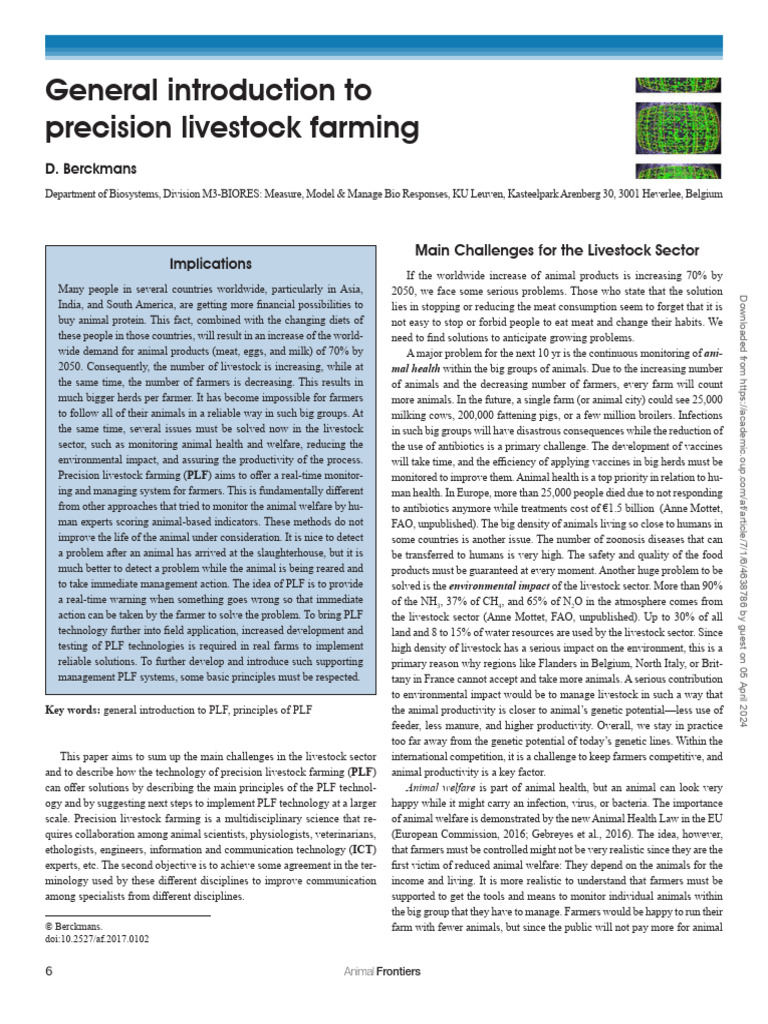 Introduction To The Precision Livestock Farming | PDF | System ...