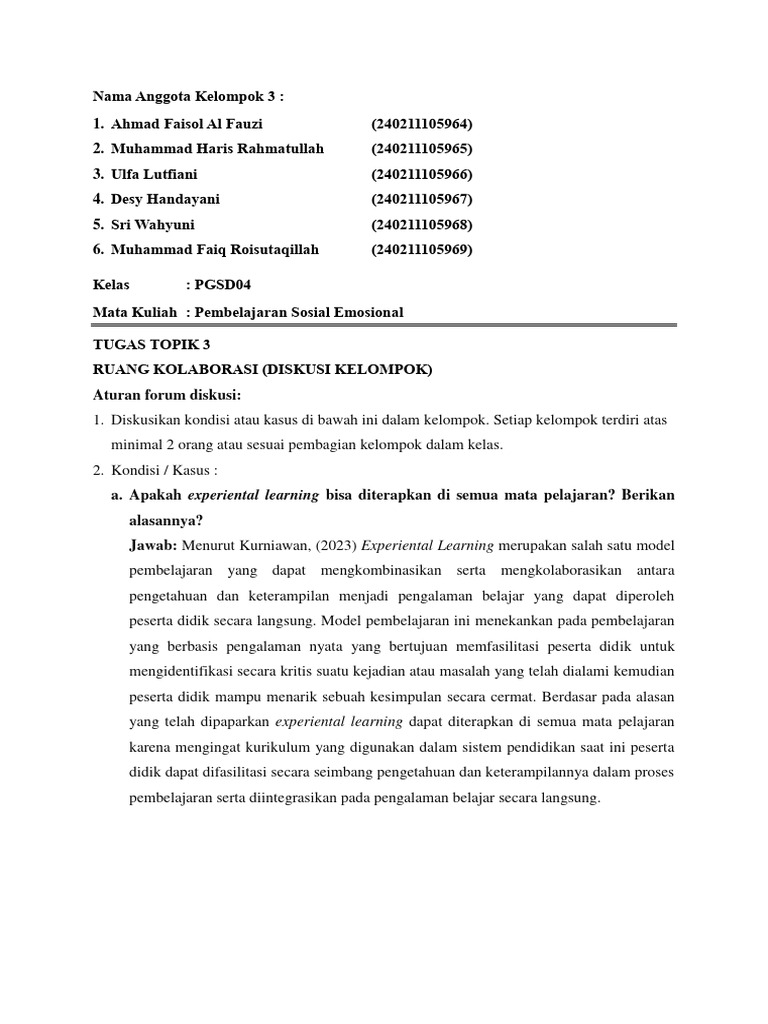 TOPIK 3 RUANG KOLABORASI Kelompok 3 PSE | PDF