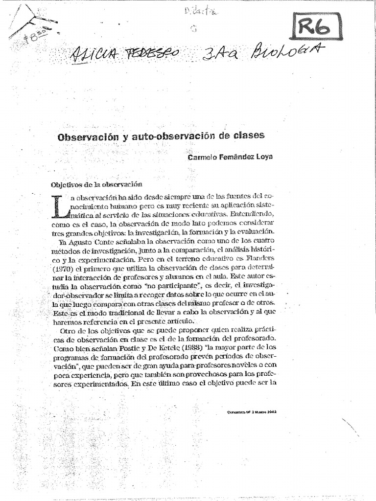 6 - Observacion y Auto-Observacion de Clases | PDF