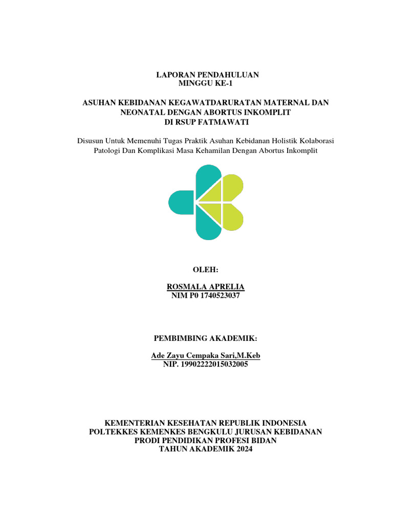 Laporan Asuhan Abortus Inkomplit | PDF