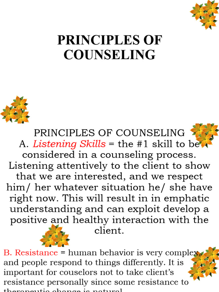 Principles of Counseling | PDF | Counseling Psychology | Psychotherapy