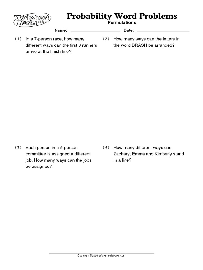 WorksheetWorks_Probability_Word_Problems_15 | PDF