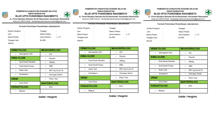 Formulir Permintaan Laboratorium | PDF