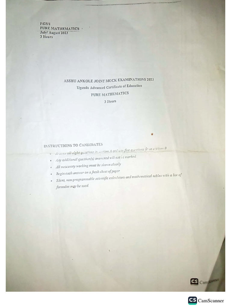 Ashu Ankole Joint Mock 2023 | PDF