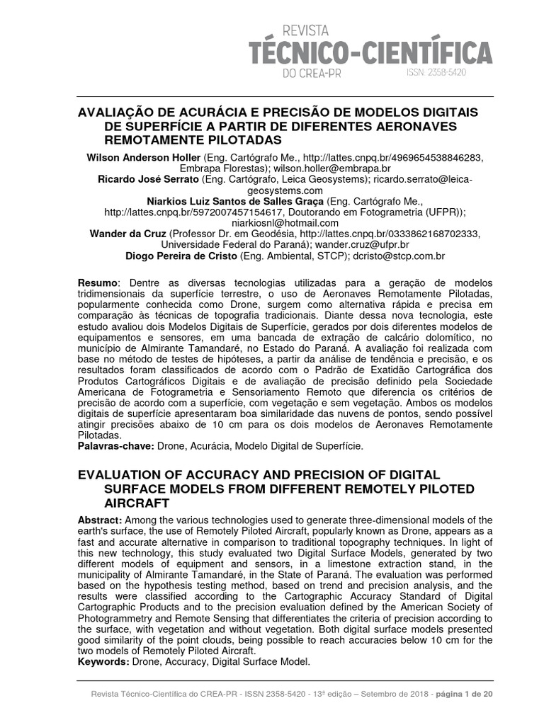 Avaliação de Acurácia e Precisão de Modelos Digitais de Superfície A ...