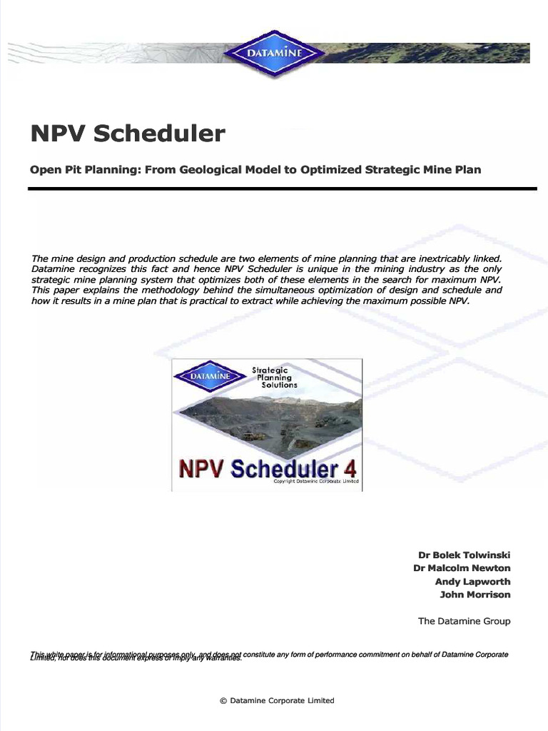 NPV Scheduler 4 White Paper | PDF | Net Present Value | Mining