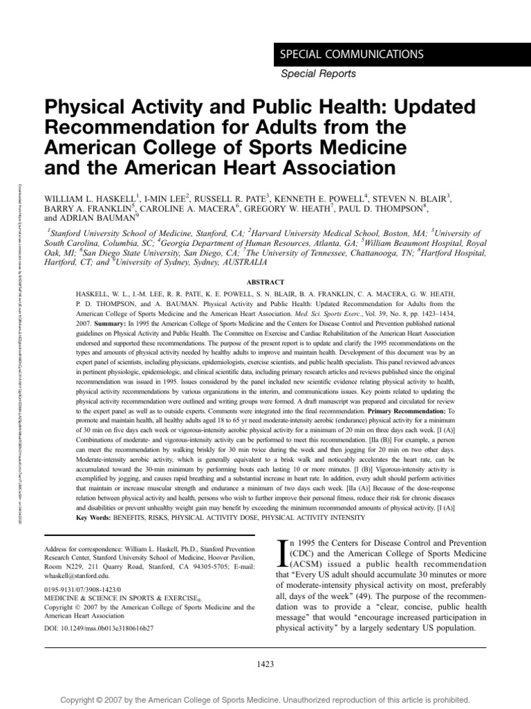 Updated Physical Activity Guidelines for Adults | PDF | Strength ...