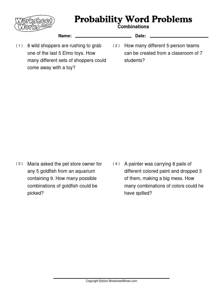 WorksheetWorks Probability Word Problems 18 | PDF | Hobbies | Animals ...