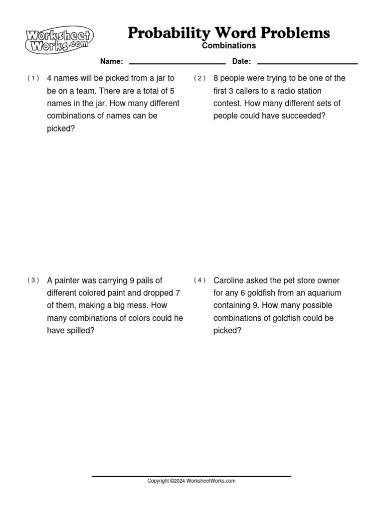 WorksheetWorks Probability Word Problems 21 | PDF | Fish And Humans ...