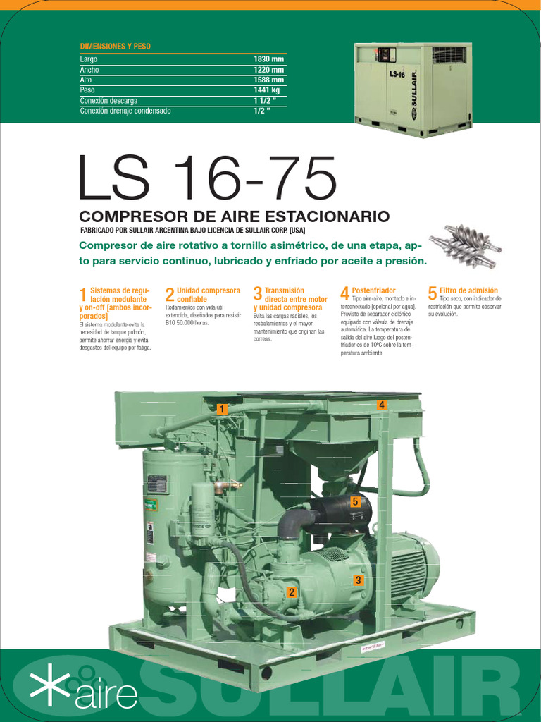 Sullair LS 16-75 | PDF | Presión | Diodo emisor de luz