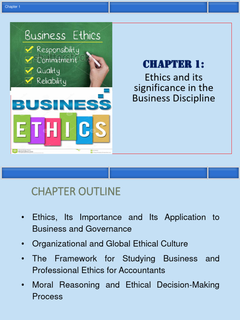 Chapter 1 - ETHICS AND ITS SIGNIFICANCE IN THE BUSINESS DISCIPLINE | PDF | Governance | Sarbanes ...