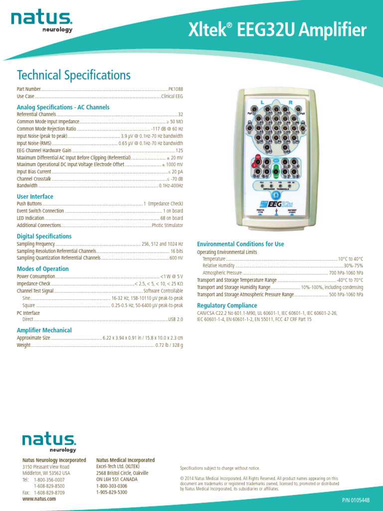 Spec - Amplifier EEG32U | PDF | Electroencephalography | Amplifier