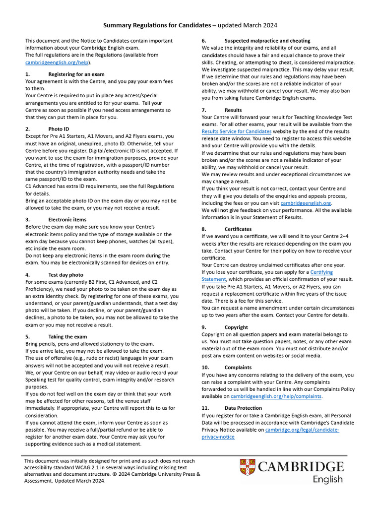 Summary Regulations | PDF