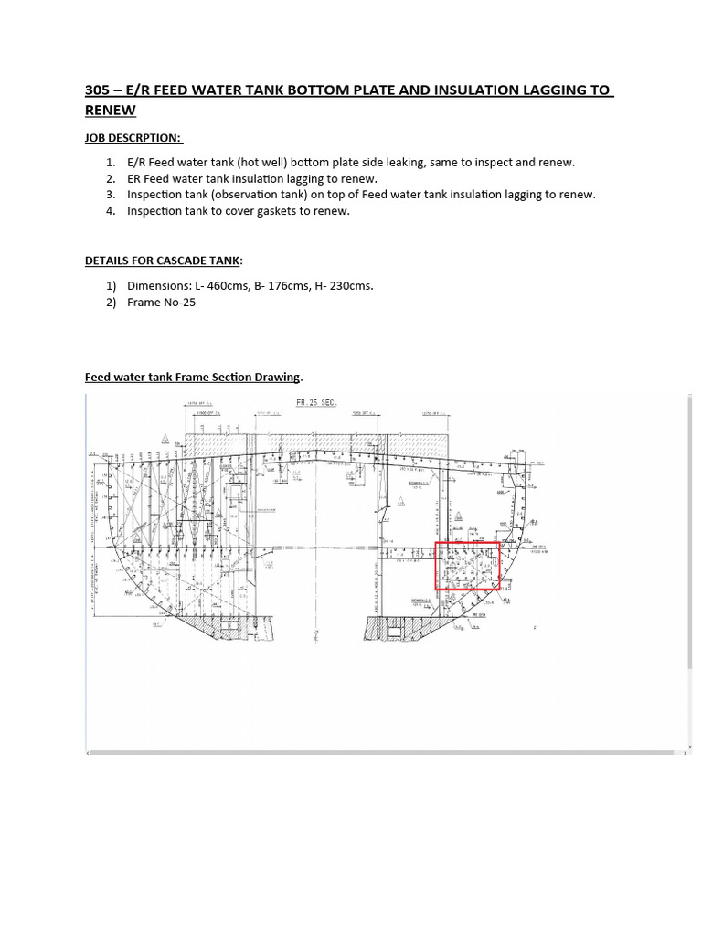 335 - ER Feed Water Tank Bottom Plate and Insulation Lagging To Renew | PDF