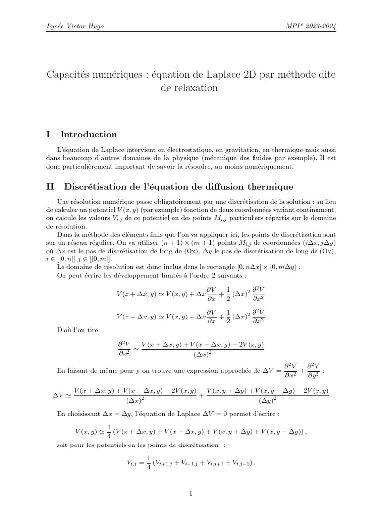 Résolution numérique de Laplace 2D | PDF | Méthode des éléments finis ...