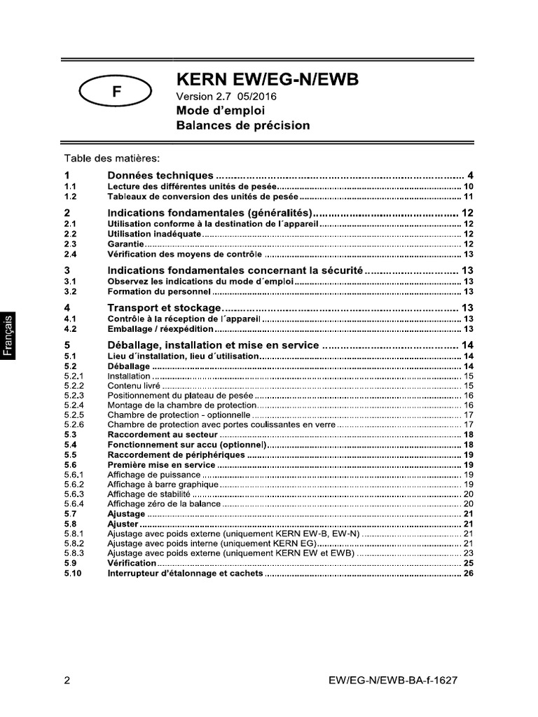 Manuel Balance KERN EW-EG-EWB | PDF
