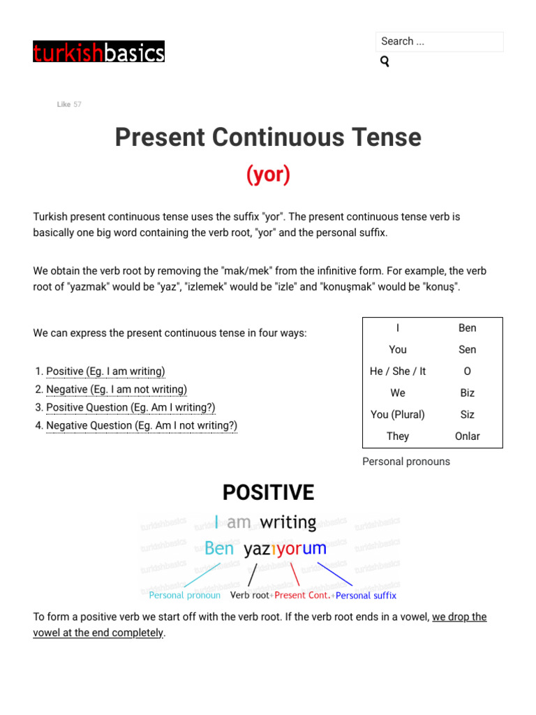 Present Continuous Tense in Turkish _ Turkish Basics | PDF