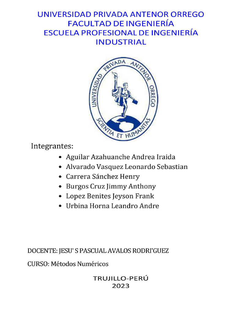 Act. Grupal Semana 13 - Metodos Numericos | PDF