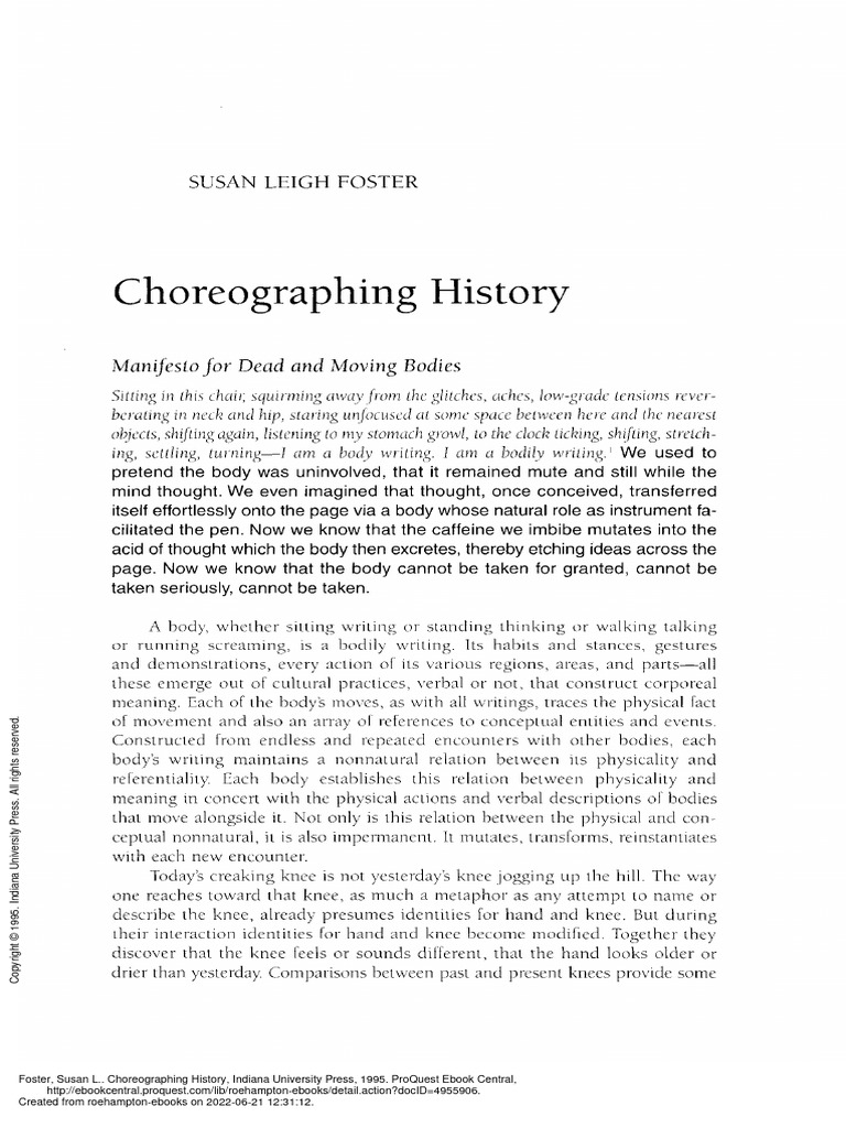 Susan Foster - Choreographing History | PDF | Gesture | Dances