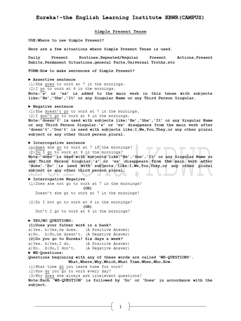 Forming Simple Present Sentences | PDF | English Language | Question