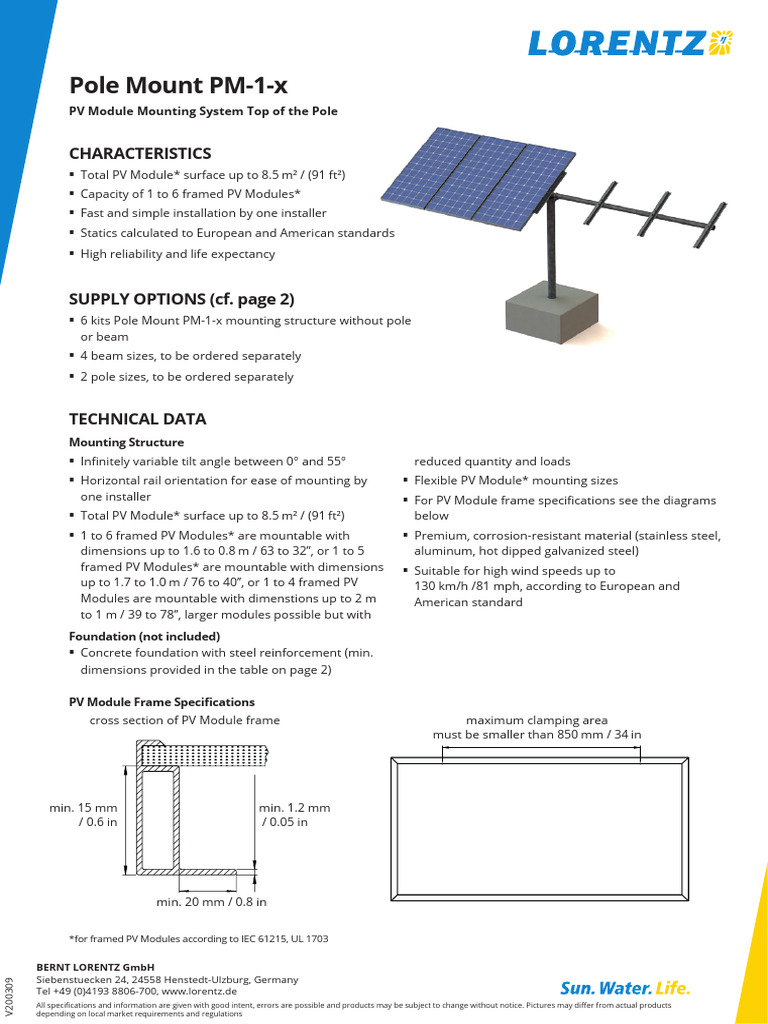 Dongora Kebado Lorentz - Pole - Mount - PM - 1 - 1 | PDF | Solar Panel ...