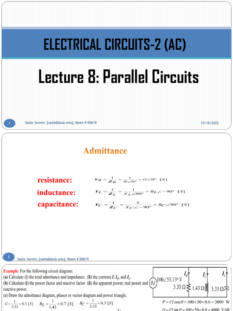 AC Parallel Circuits Lecture | PDF