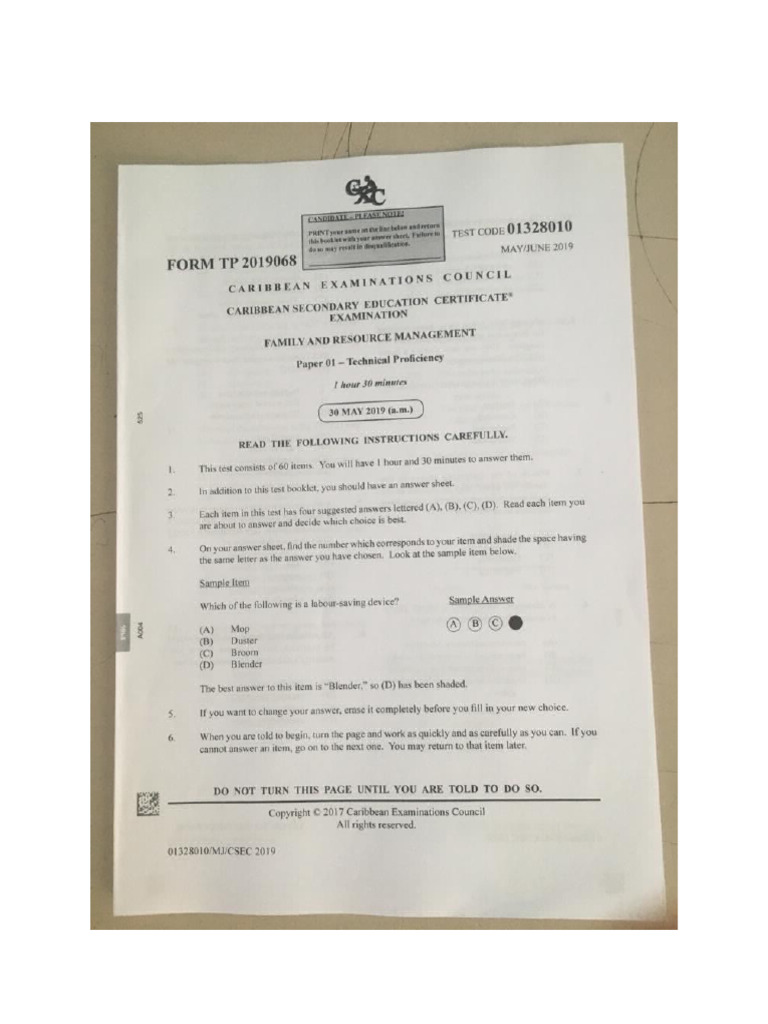 CSEC_2019_MULTIPLE_CHOICE_FARM_PAST_PAPER | PDF