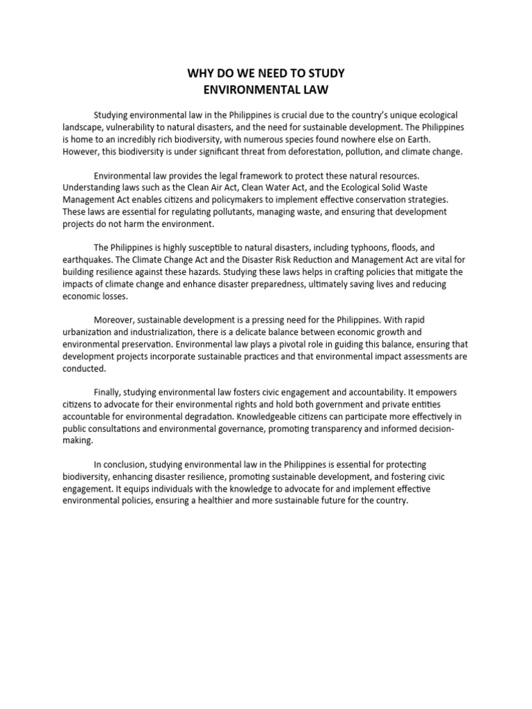 Importance of Environmental Law in the Philippines | PDF ...